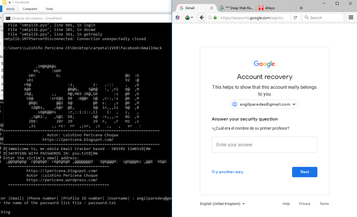 Ataque de fuerza bruta a gmail con python