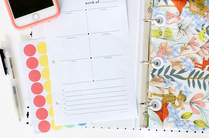 Printable Weekly Planner Sheet for Mini Binders / LBG STUDIO