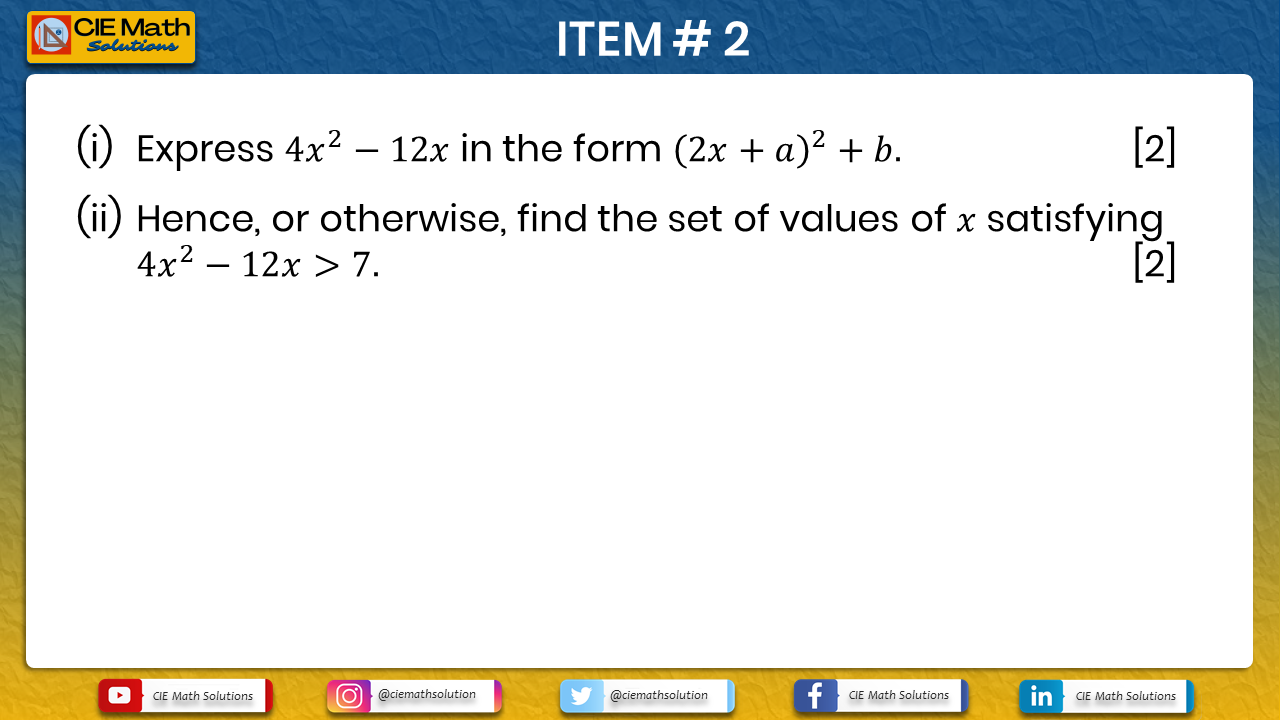 Cambridge AS Level Mathematics 9709 (Pure Mathematics 1) Past Paper ...