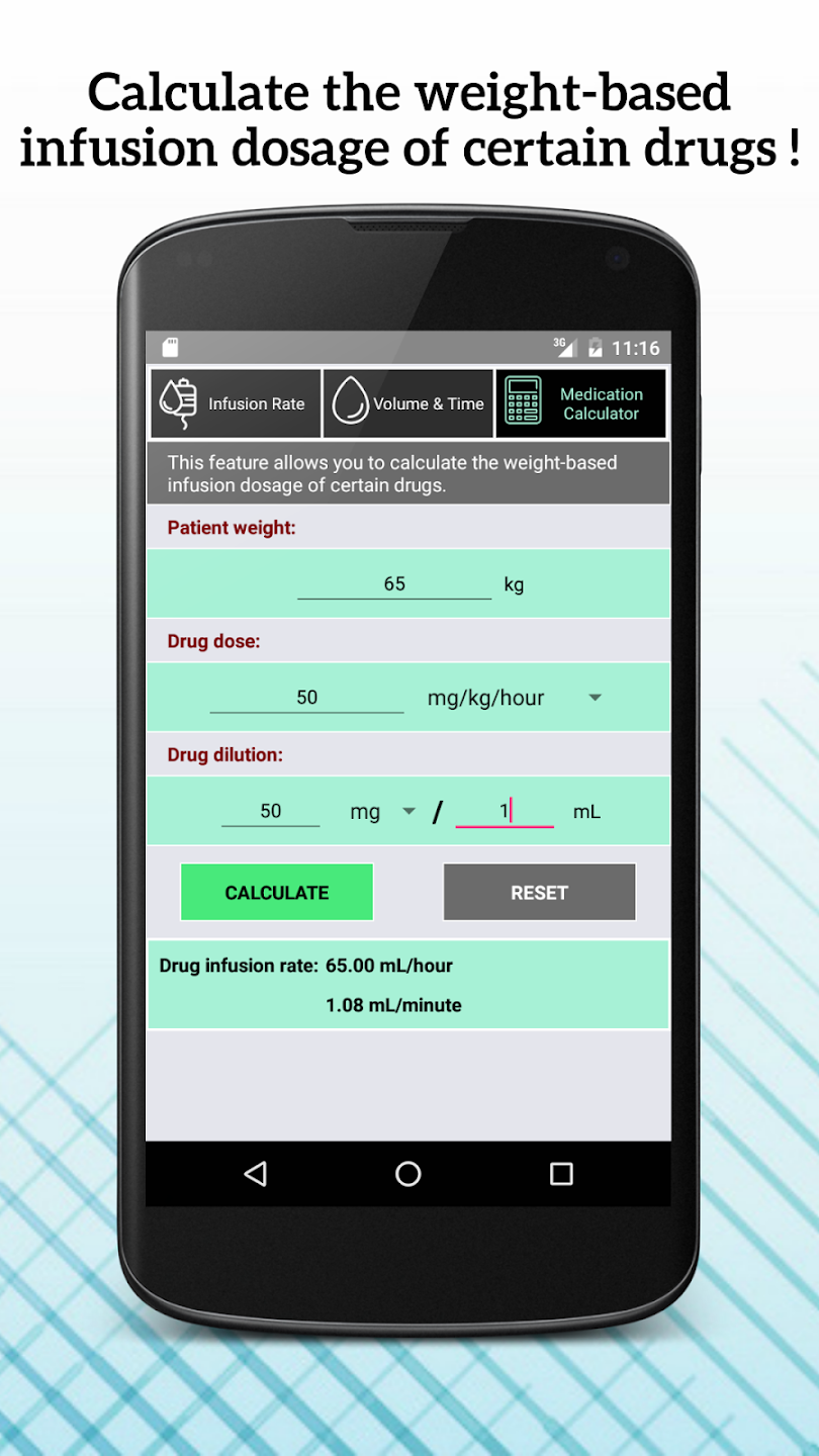 IV Calculator: Infusion, Dosage, Drug, & Drip Rate ~ iMedical Apps