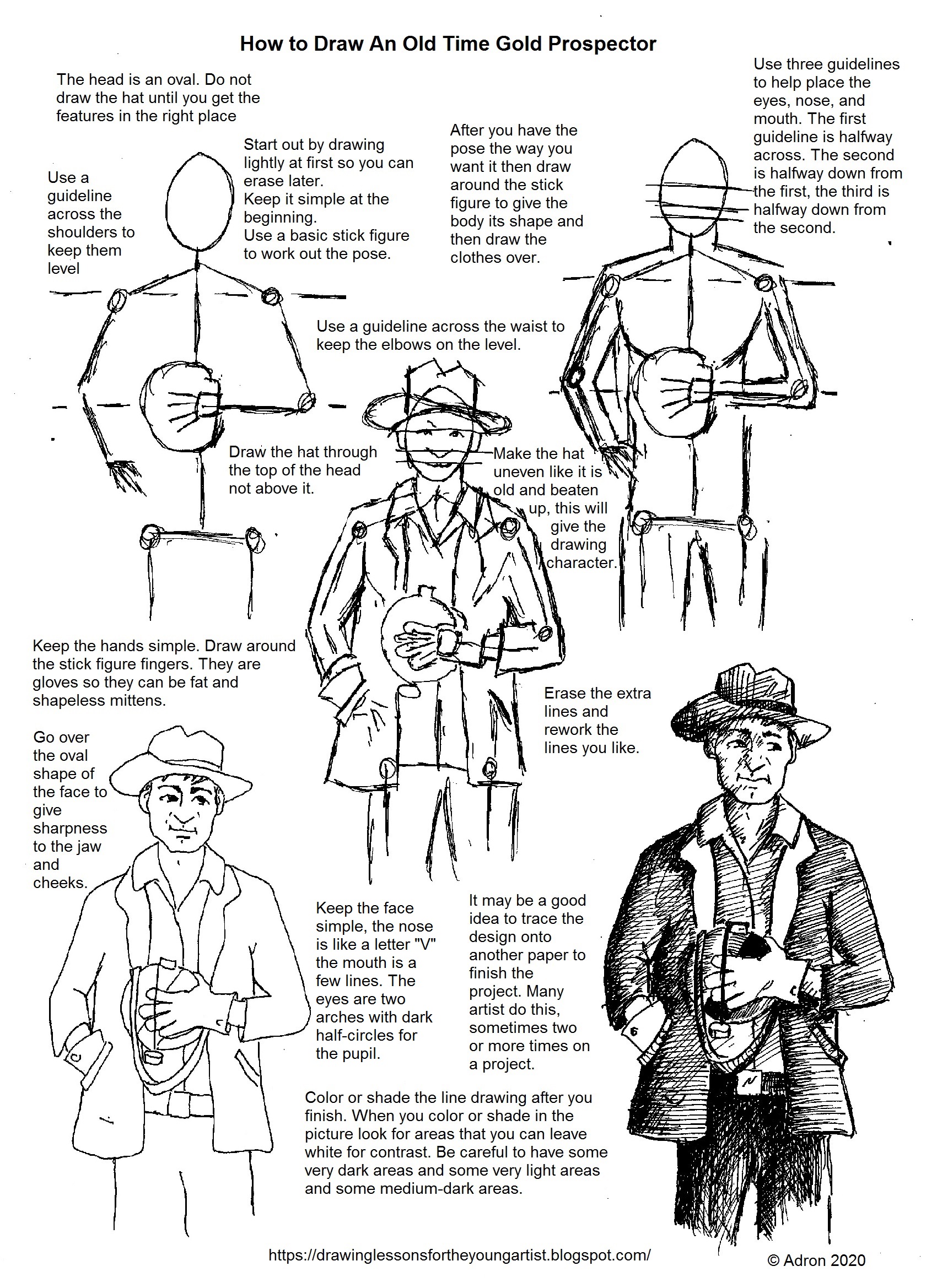 How to Draw Worksheets for The Young Artist: Free How to Draw an Old ...