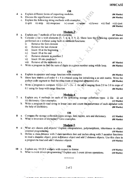 Visvesvaraya Technological University Mca Cbcs Third Semester 18mca32 Programming Using