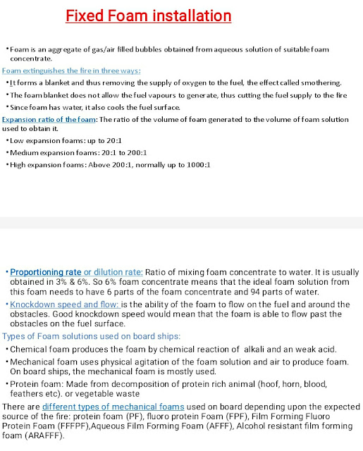 FIXED FOAM INSTALLATION - use of foam based on expansion ratio , self contained pressurised type ...