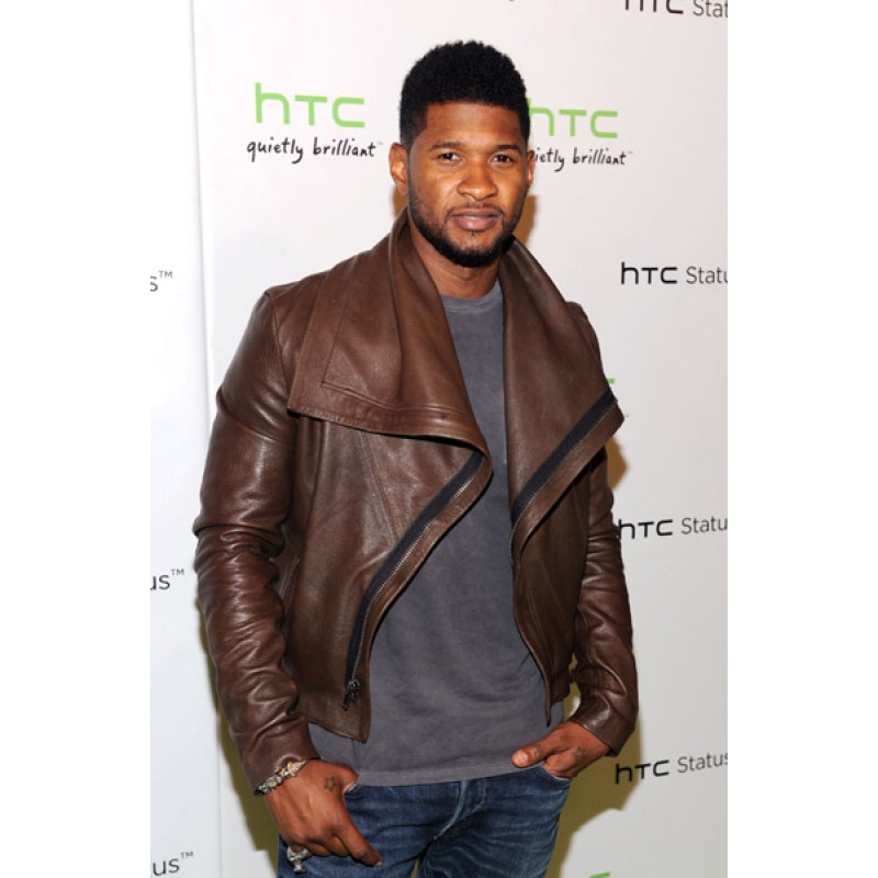 Celebrities leather jacket for sale: Usher Brown Leather Jackets