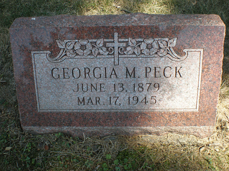 Emery / Daniels Ancestry: Georgia (Emery) Peck - burial