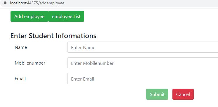 React.js crud operations using mvc core web api