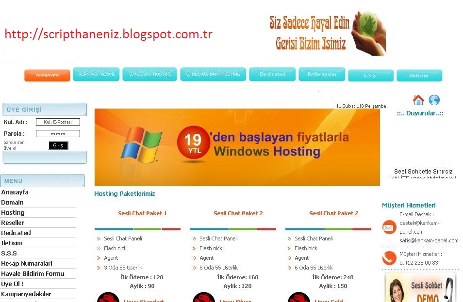 Asp Hosting Scripti Ücretsiz 2017 İndir Canli Yazar
