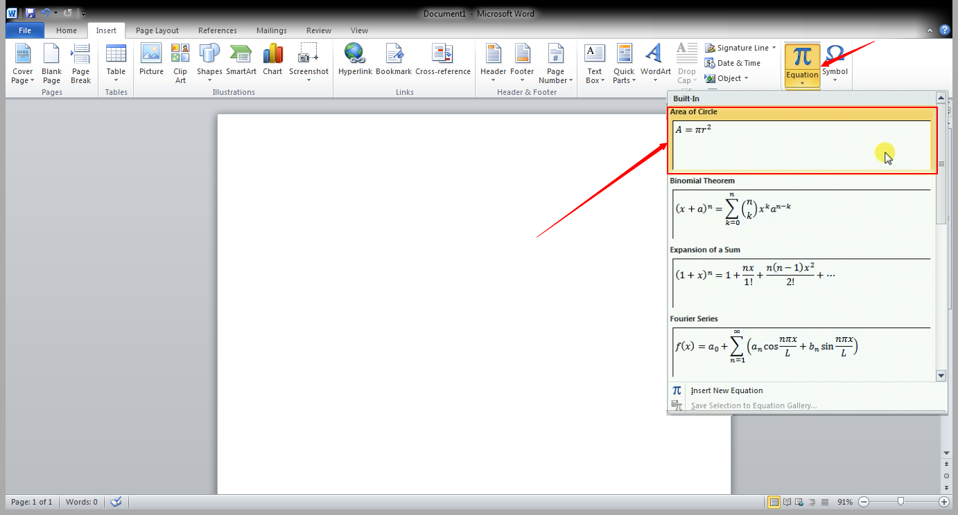 How to Insert Math Equations using Microsoft Word - Yes Edu