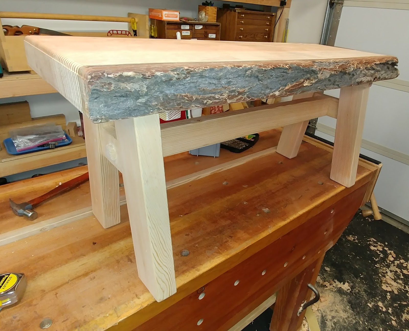 Oregon Woodworker by Andy Margeson: Slab bench II