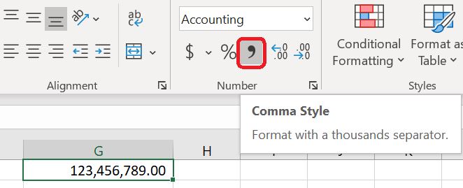 Excel में Number Format