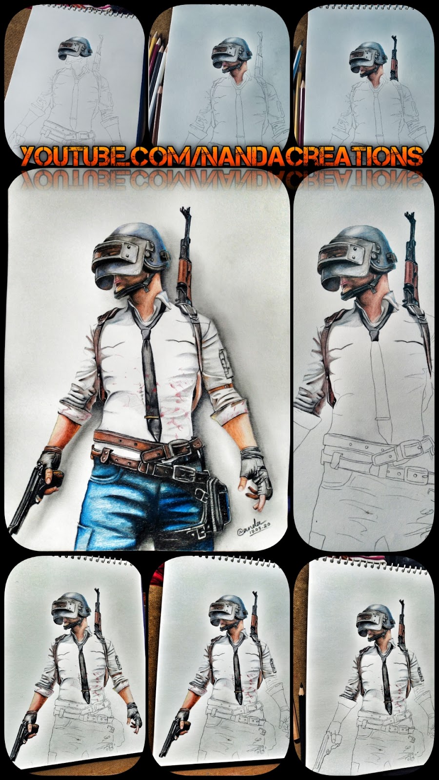How to draw PUBG realistic color pencil sketch easy step by step ...