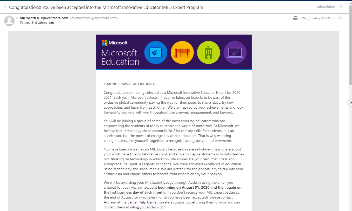 MICROSOFT INNOVATIVE EDUCATOR EXPERT (MIEE) 2020-2021