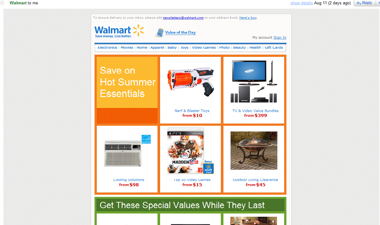 Nerf Featured in Walmart Newsletter