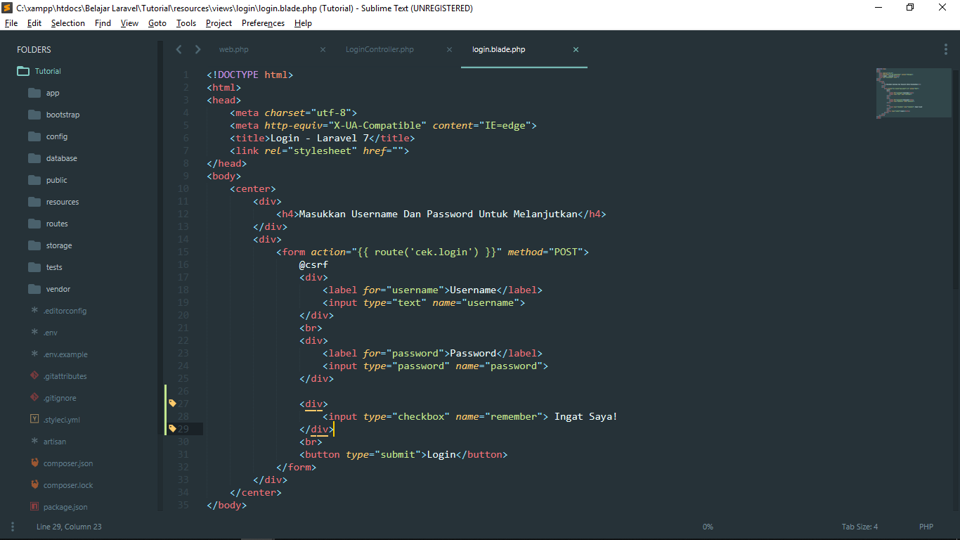 Tutorial Laravel 7 - Membuat Fitur Ingat Saya! (Remember Me) Tutorial Laravel 7 - Membuat Fitur Ingat Saya! (Remember Me)
