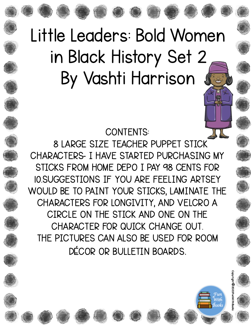 LITTLE LEADERS: BOLD WOMEN IN BLACK HISTORY SET 2 TEACHER PUPPET STICKS ...