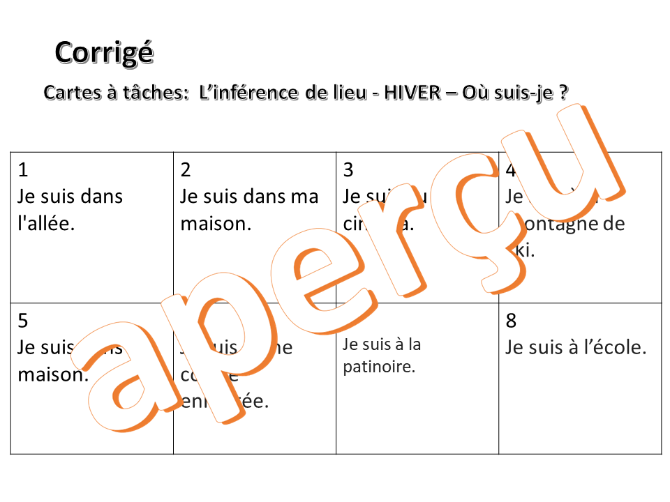 la classe de caro.: L’inférence de lieu - HIVER