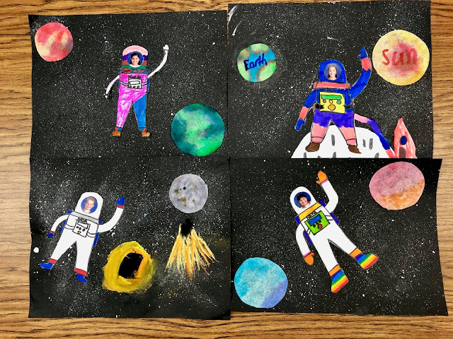 Kathy's Art Project Ideas: Galaxy Unit Astronaut in Space Mixed Media ...