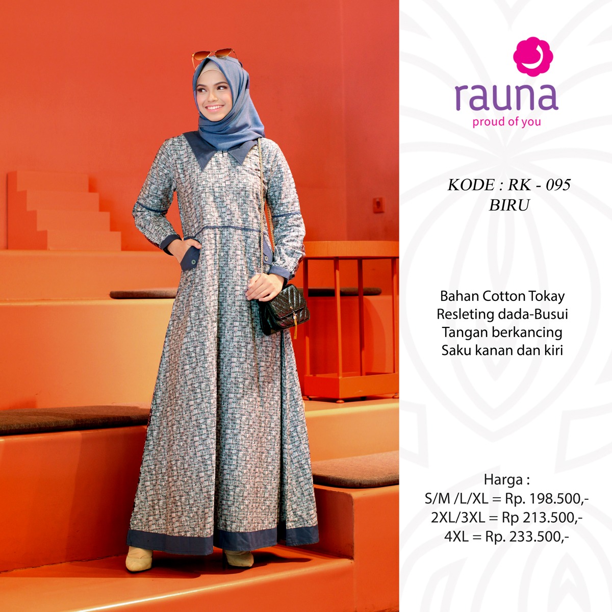 KOLEKSI GAMIS MUSLIMAH RAUNA TERBARU RK 095