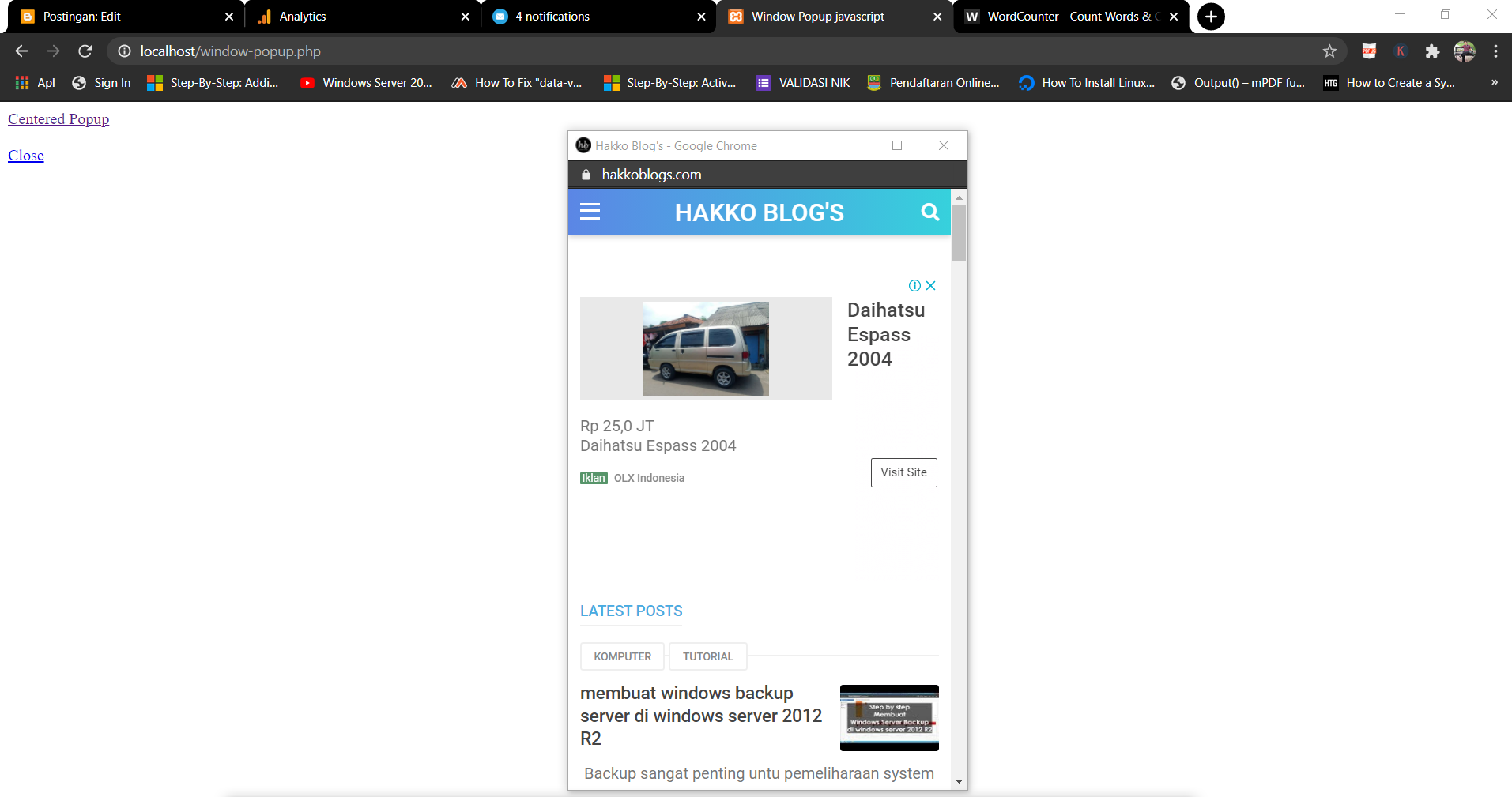 Cara Mudah Membuat Popup New Window Di Javascript Hakko Blog S