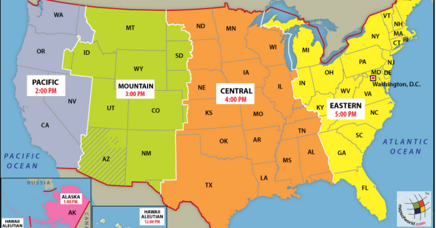 Daily C2C requirements: US States Codes | USA Time Zone Map