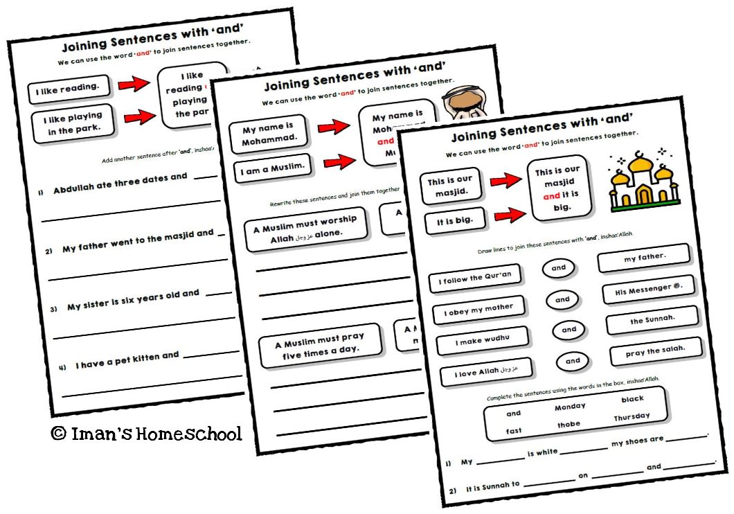 Iman's Homeschool ~ The Curriculum: Joining Sentences with 'and'