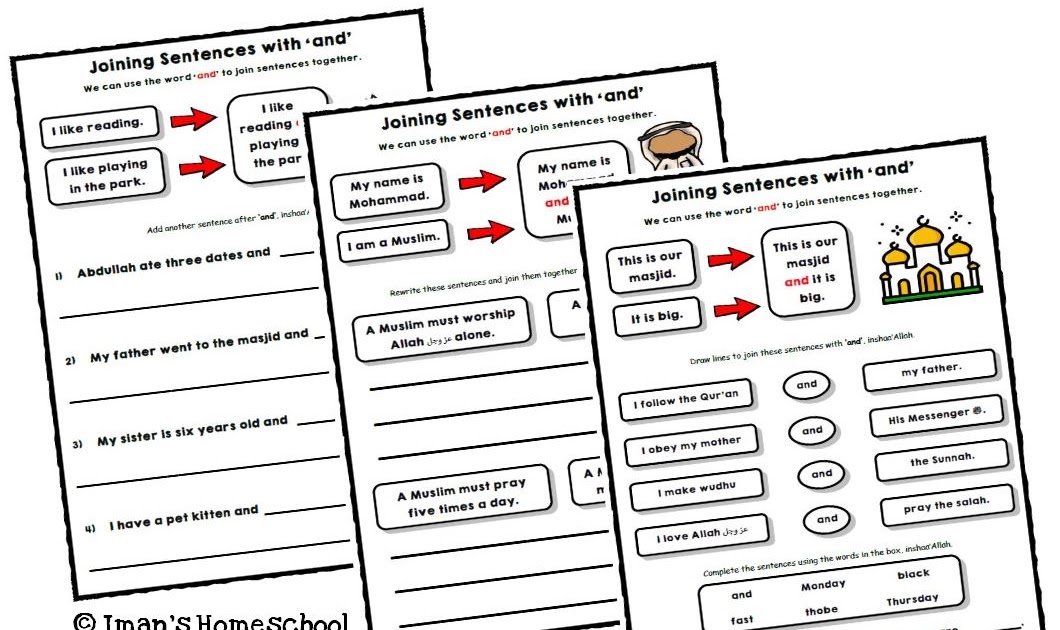 Iman's Homeschool ~ The Curriculum: Joining Sentences with 'and'