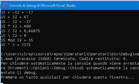 Lavori e Lavoretti: Operatori aritmetici di Visual Basic e commenti