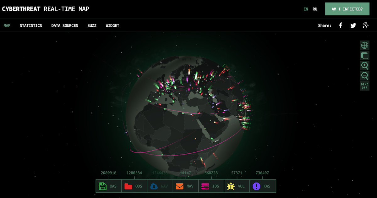 Kaspersky Cyberthreat real-time map