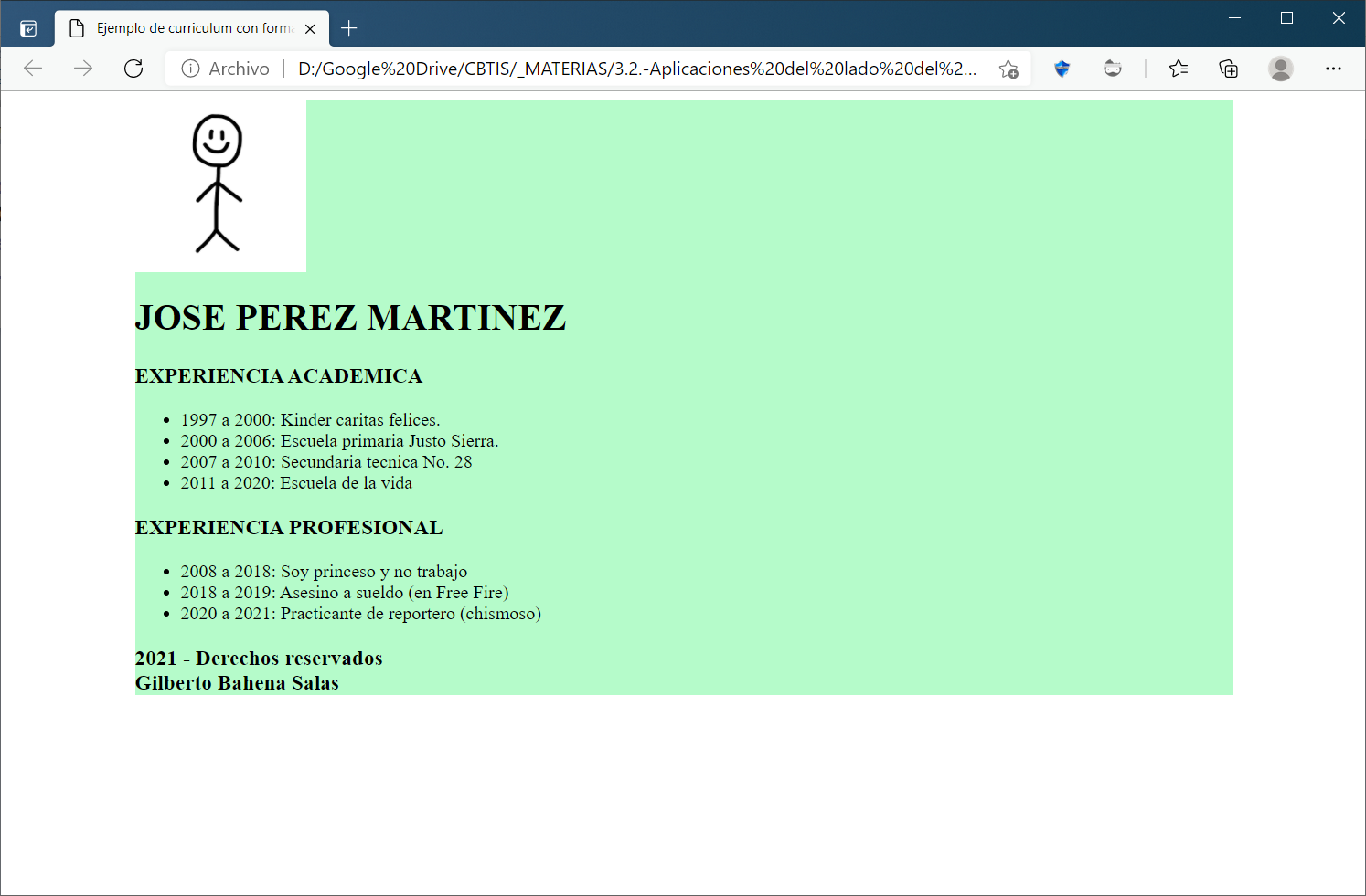 Programar un curriculum HTML con formatos CSS