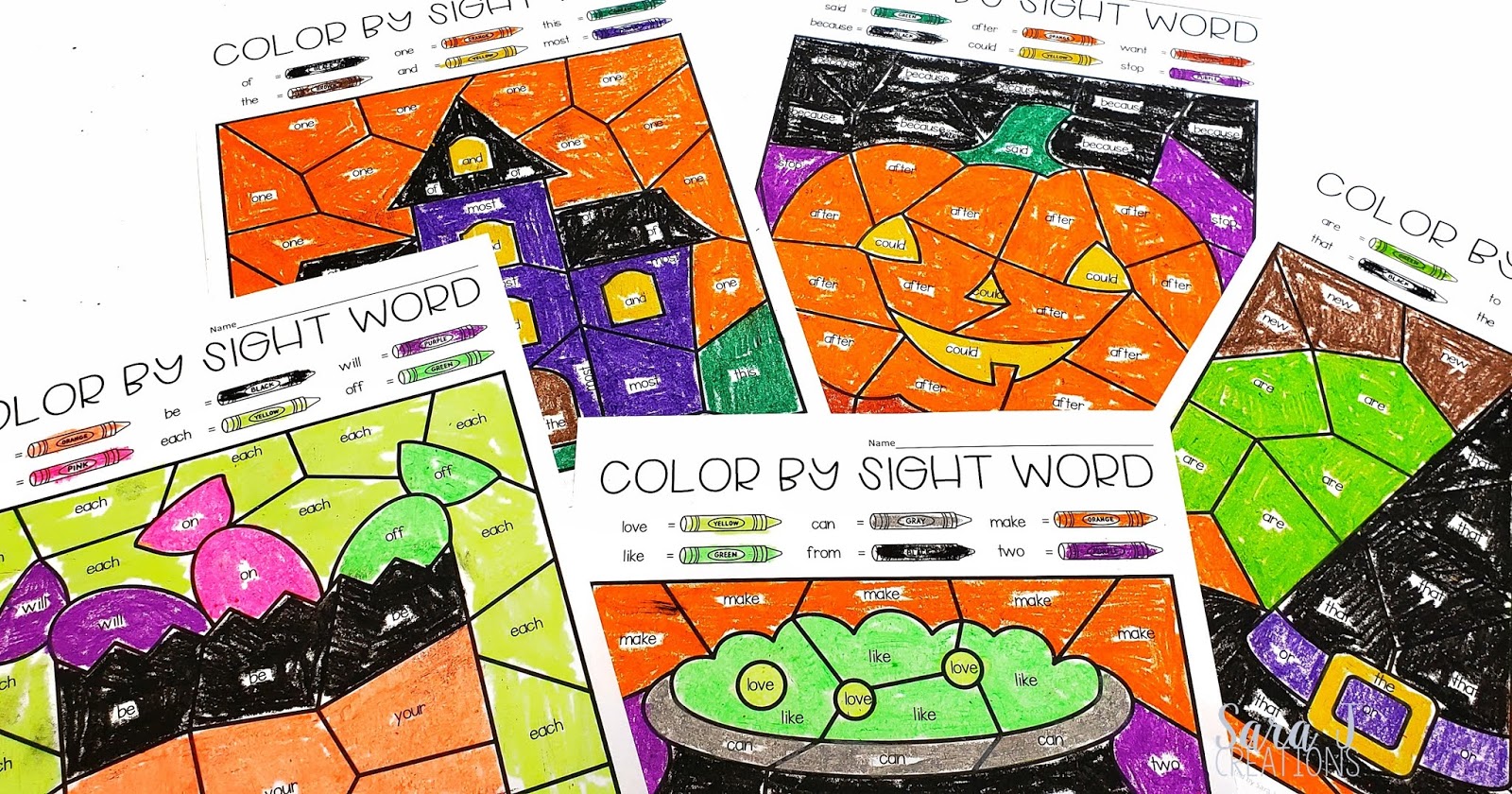 Editable Color by Sight Word for the Whole Year | Sara J Creations