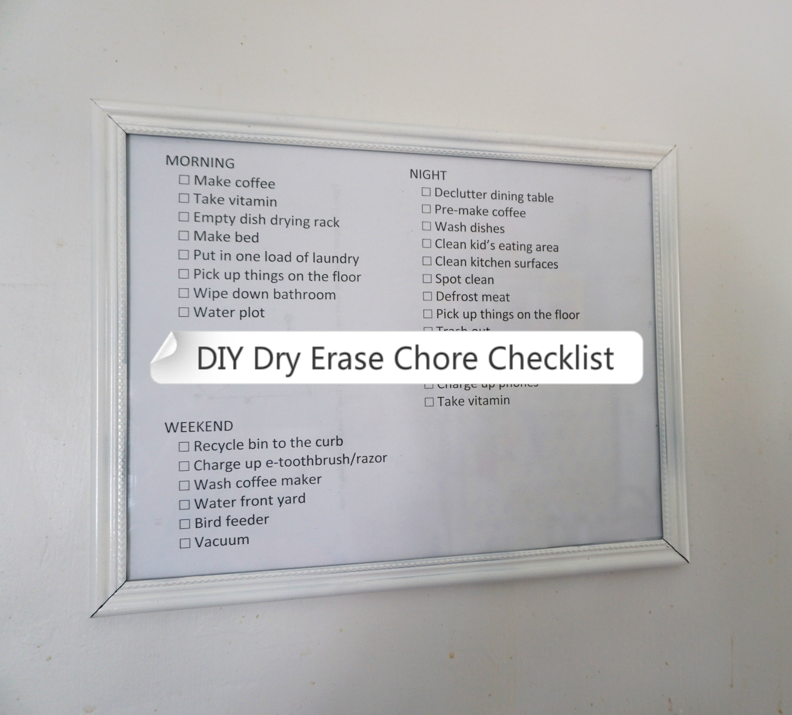 C is 4 Crafting: 5 min DIY - Dry Erase Chore checklist