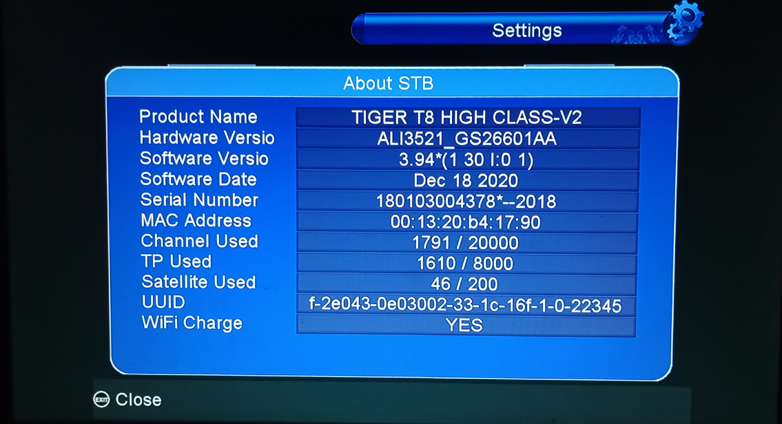 TIGER T8 HIGH CLASS V2 HD RECEIVER NEW SOFTWARE V3.94 FOREVER 135 ...
