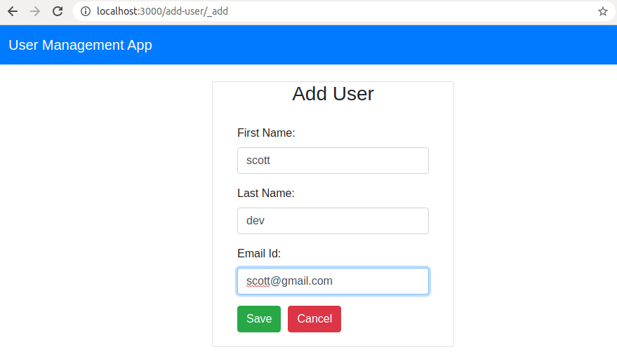 PHP + React JS + MySQL CRUD Example