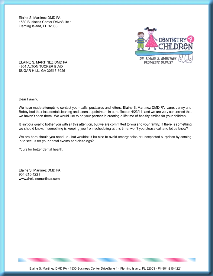 Patient Recall Letter Template ~ Resume Letter