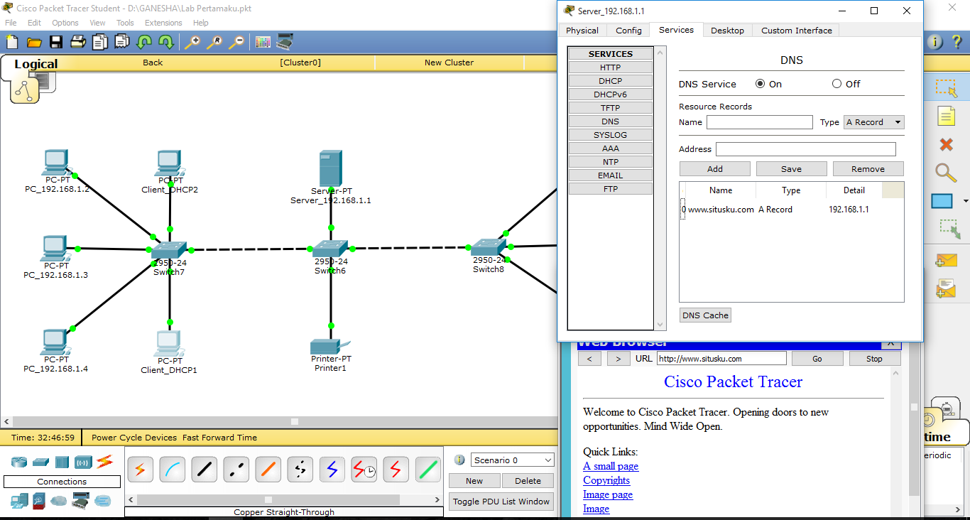 Cisco Packet Tracer Melakukan Konfigurasi Dns Qualov