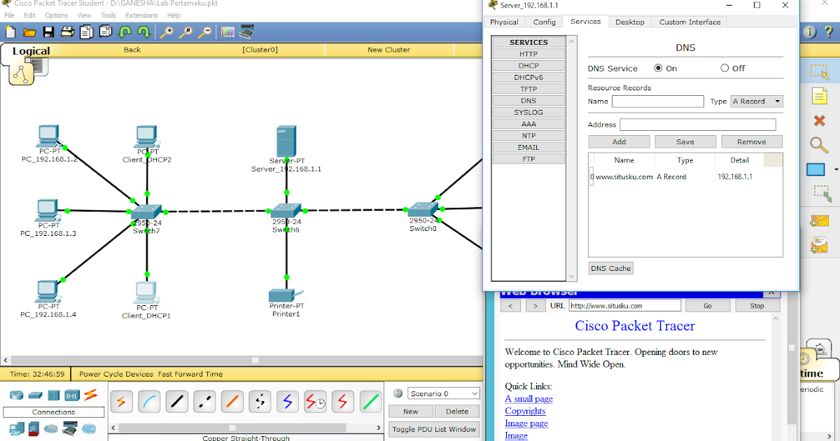 Cisco Packet Tracer - Melakukan Konfigurasi DNS - Qualov