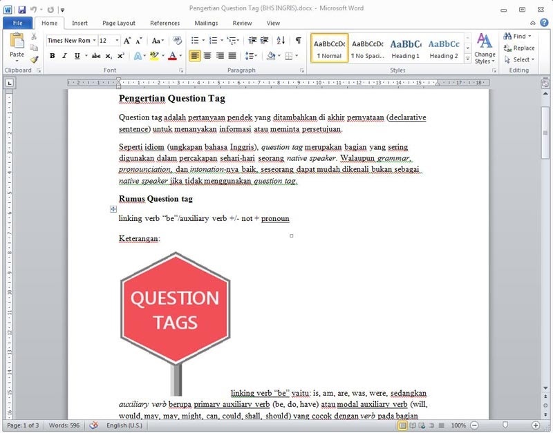 Contoh Kalimat dan Rumus Question Tag beserta Jawabanya