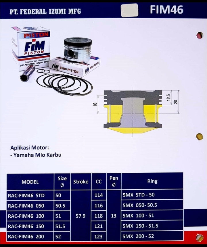 Seputar Sepeda Motor: Galeri Piston FIM Federal Izumi Manufacturing