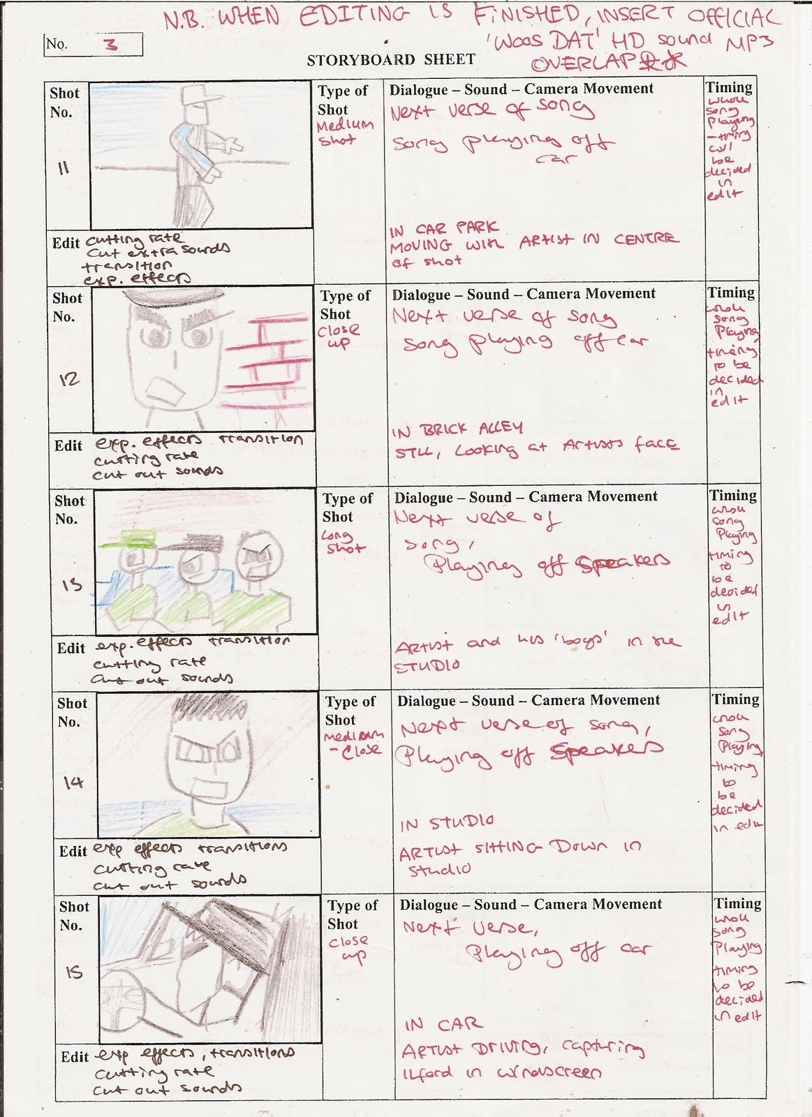 A2 Production Portfolio: video production - storyboards