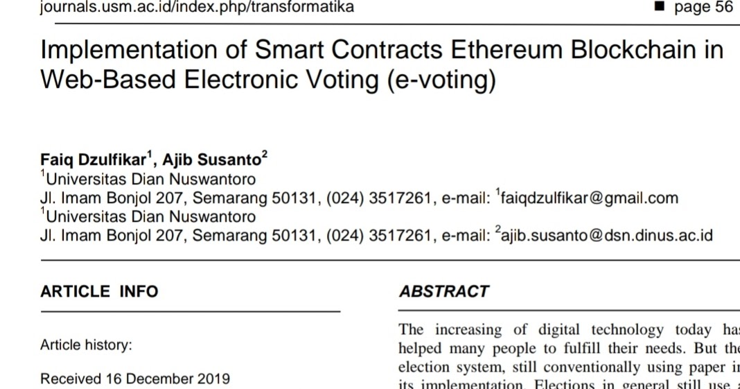 Implementation of Smart Contracts Ethereum Blockchain in Web-Based ...