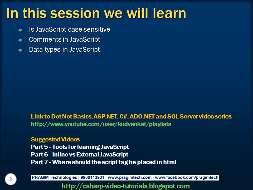 Sql server, .net and c# video tutorial: JavaScript Basics