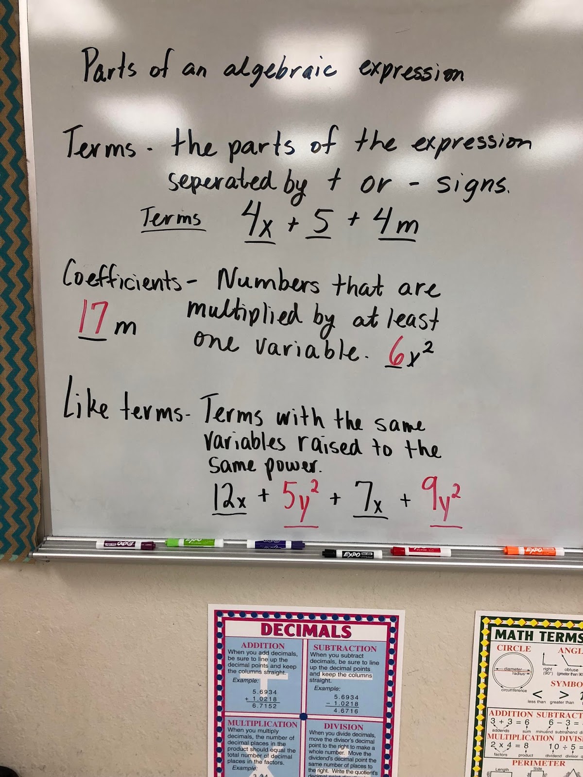 Mrs. Negron 6th Grade Math Class: Parts of an Algebraic Expression