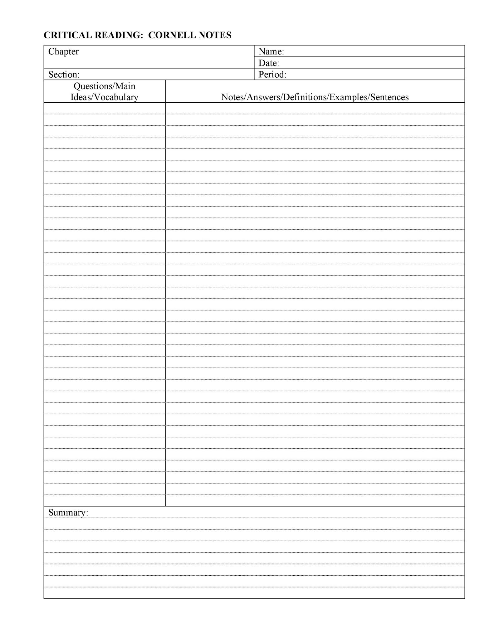 Blank Study Guide Template | Persuasive Essay