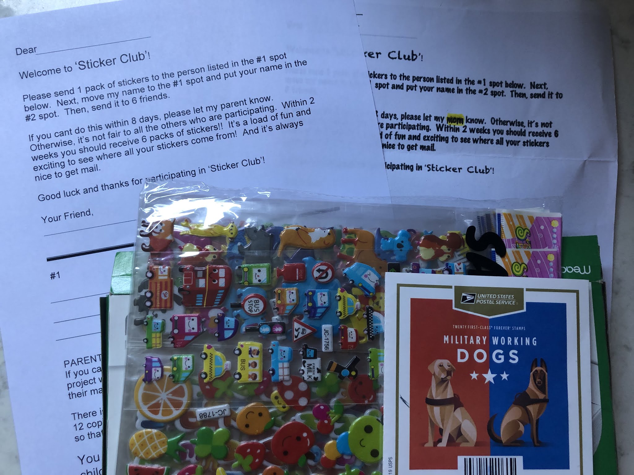 Sticker Club Letter Template for PARENTS! DADS! GUARDIANS! & SIBLINGS!