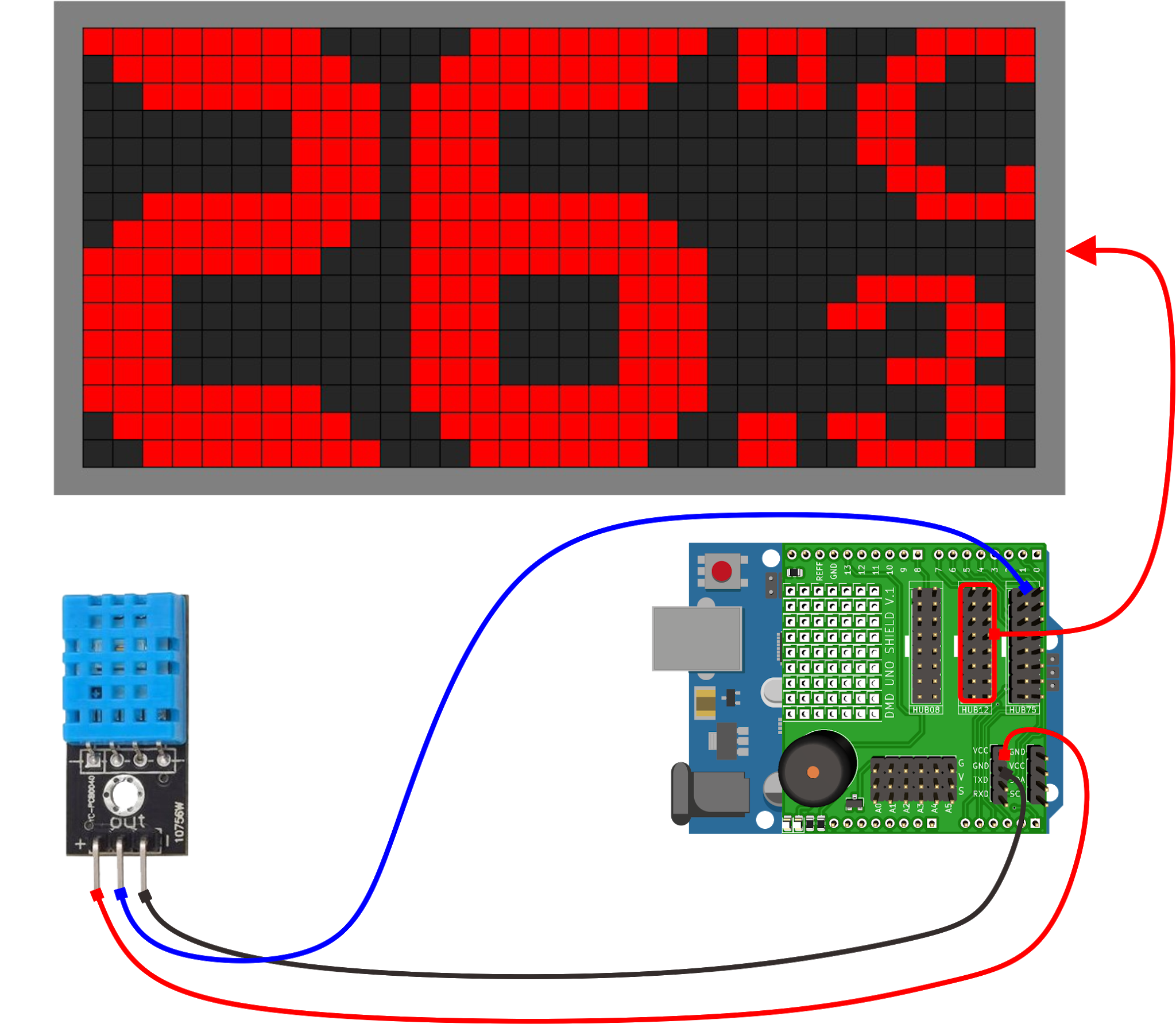 Membuat Thermometer Display P10 Menggunakan Arduino Uno Dh11 Dicky B Mz