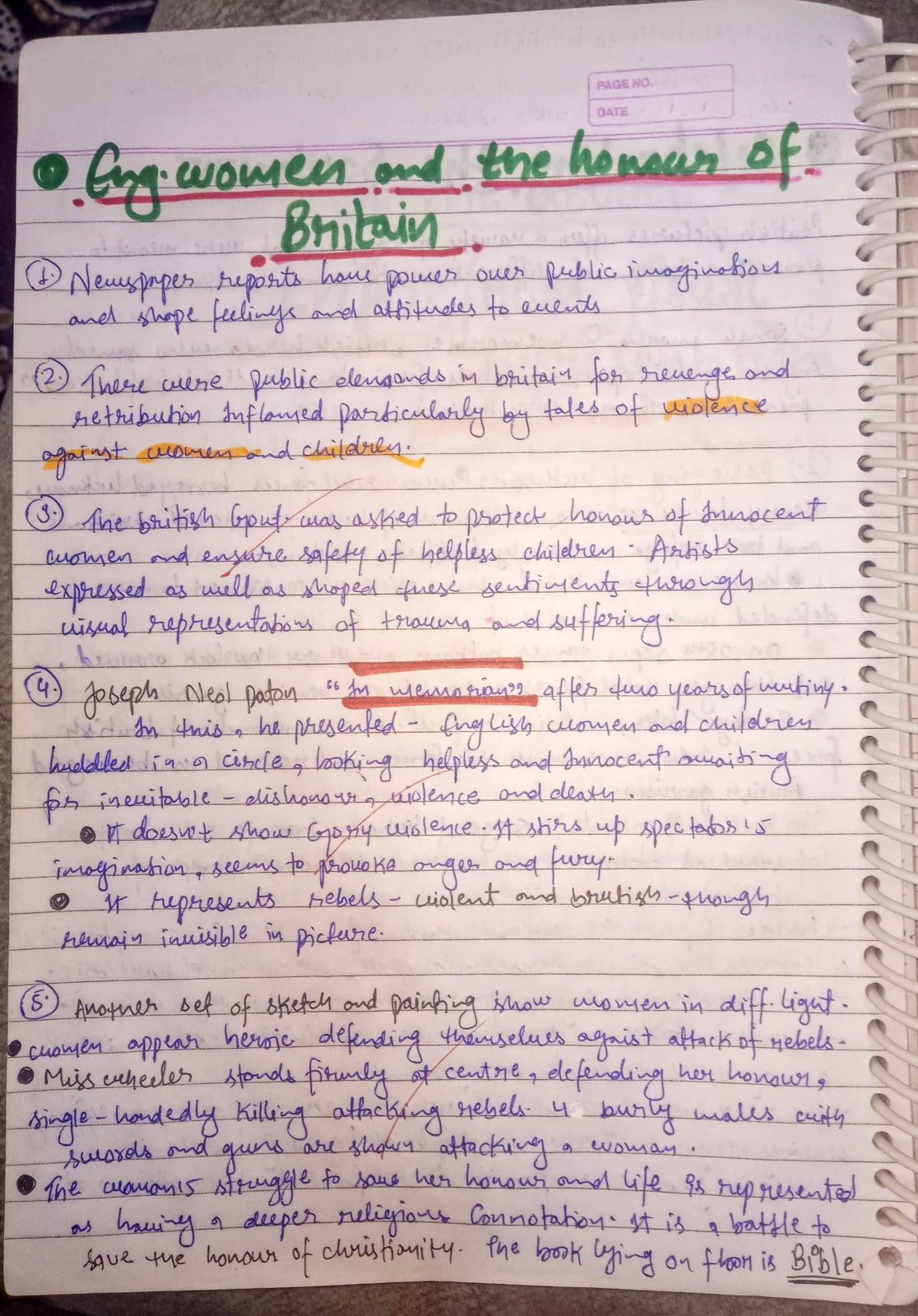 Handwritten Notes of Rebels and Raj - History - Class 12th - Humanities