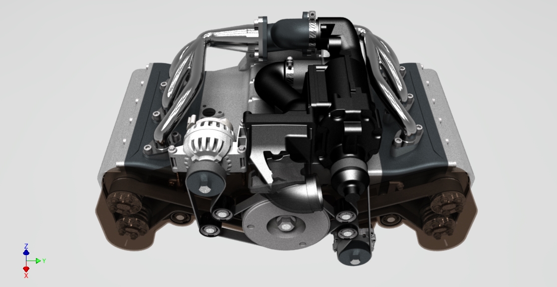 6 Cylinder Boxer Engine 3D Model
