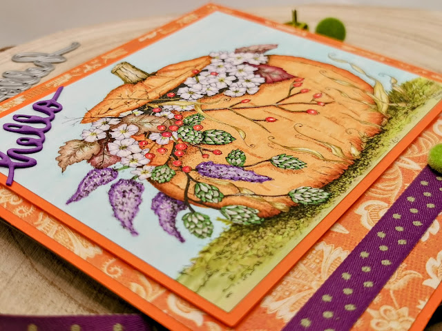 Free Fall Pumpkin Coloring Page Hello Card | Paperesse