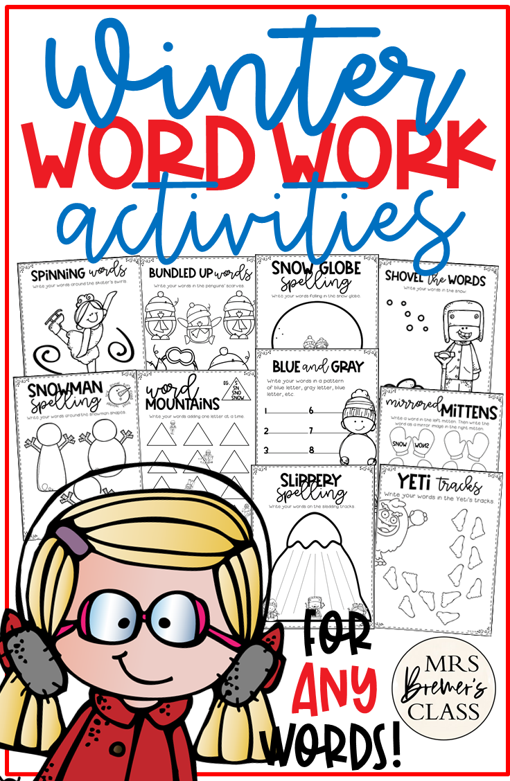 Winter Themed Word Work Spelling Activities for ANY Words | Mrs. Bremer ...