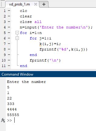 Matlab Program to Print Pattern - Arpit Singh Rajawat